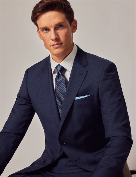 Mens Blue Semi Plain Zigzag Slim Fit Suit Jacket