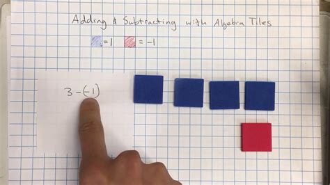 adding and subtracting positive and negative integers with algebra tiles youtube