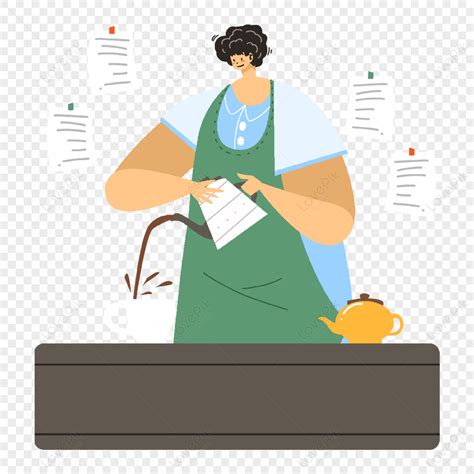 바리스타 커피 만드는 남성 컨셉 일러스트 사람 음식 종이 집 캐릭터 학교매니저인터넷 Png 일러스트 무료 다운로드 Lovepik