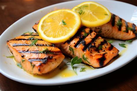 Premium Photo Grilled Salmon Dish Perfect For Outdoor Dining