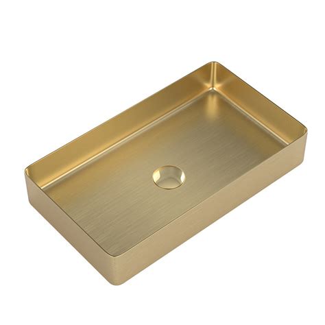 Stainless Steel Gold Bathroom Sink Above Counter Vessel Basin Pv