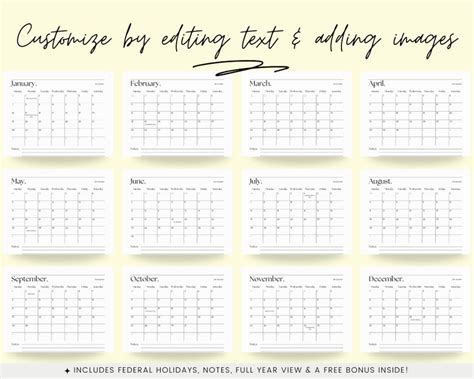 Plantilla De Calendario Minimalista 2024 11x85 Planificador Mensual
