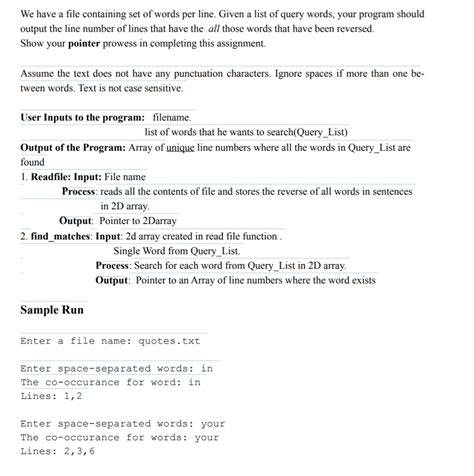 Solved We Have A File Containing Set Of Words Per Line Chegg