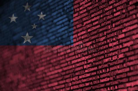 samoa flag is depicted on the screen with the program code the concept