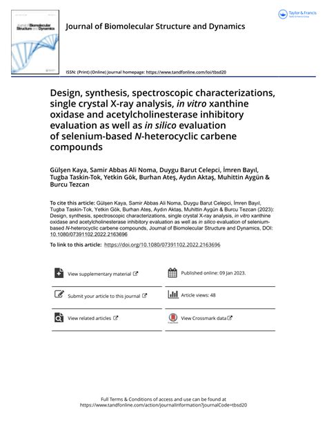 PDF Design Synthesis Spectroscopic Characterizations Single Crystal X Ray Analysis In