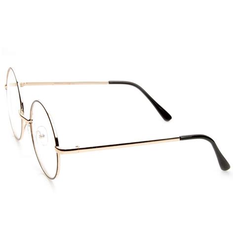 Lennon Mid Size Full Metal Frame Clear Lens Round Glasses Round