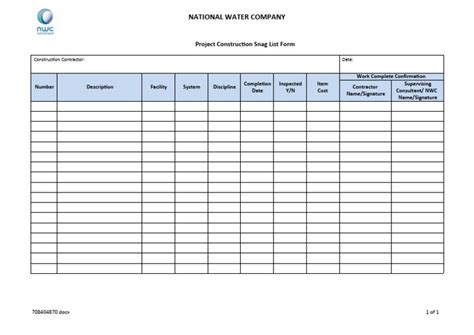 Pmf 007 Sco 008 V1 Snag Form Template Pdf
