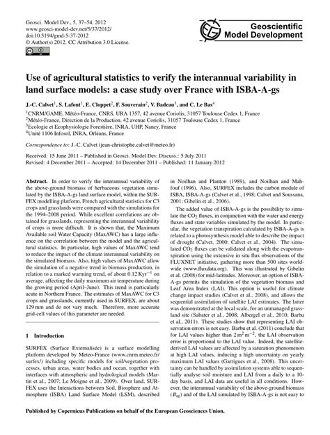 Pdf Use Of Agricultural Statistics To Verify The Interannual