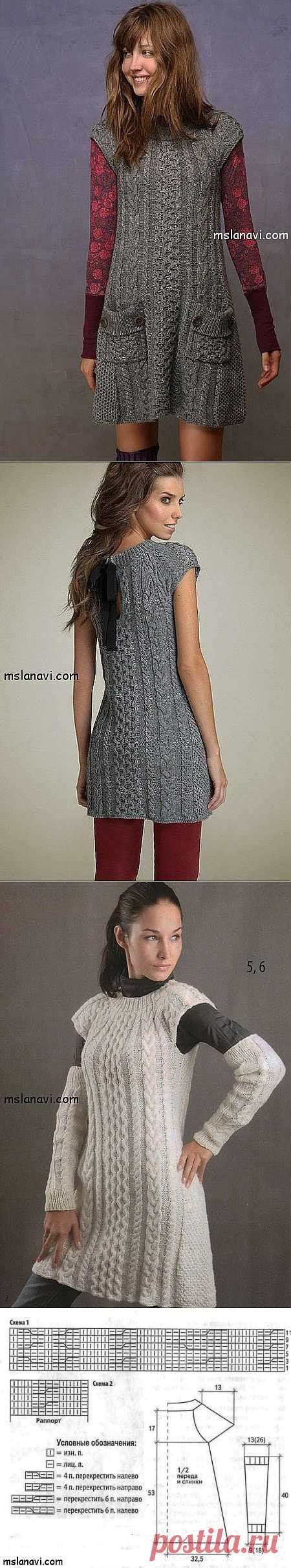 Красивая туника спицами в двух цветах Вяжем с Ланой Вязание Постила