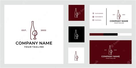 Premium Vector Bottle And Glass Of Wine Line Art Logo Design