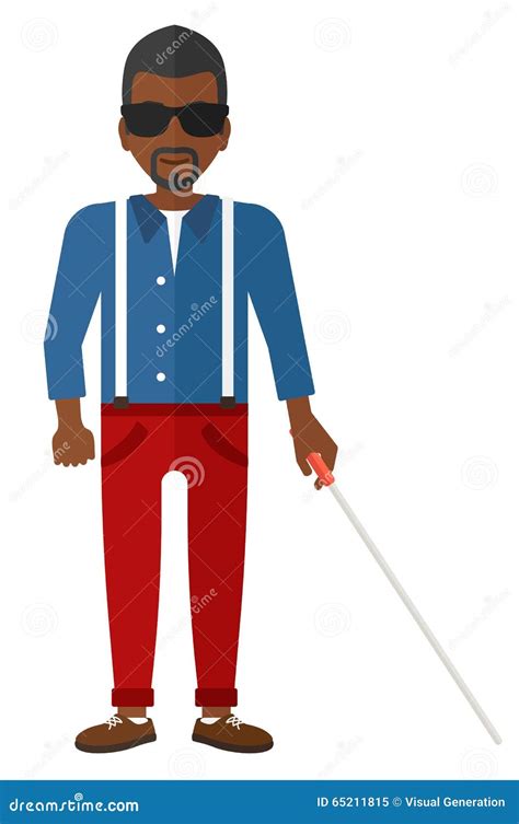 Blind Man With Stick Stock Vector Illustration Of Black 65211815