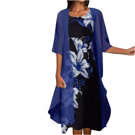 Aofany Women Casual Printing Round Neck Sleeveles Chiffon Two Piece Set