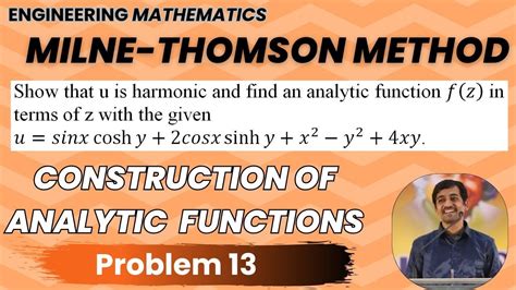 Milne Thomson Method Problem 13 Construction Of Analytic Functions