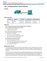 7 Configuring Basic Switch Settings Lab Configuring Basic Switch