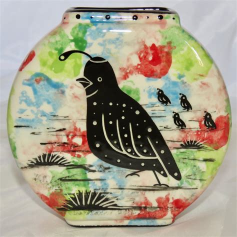 Pillow Vase With Quail MANA POTTERY