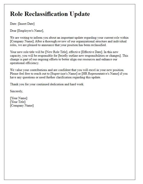 Letter Template For Position Reclassification Notification Free