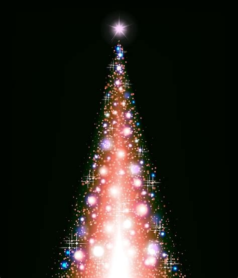 Árbol De Navidad Multicolor Sobre Fondo Negro Vector Premium