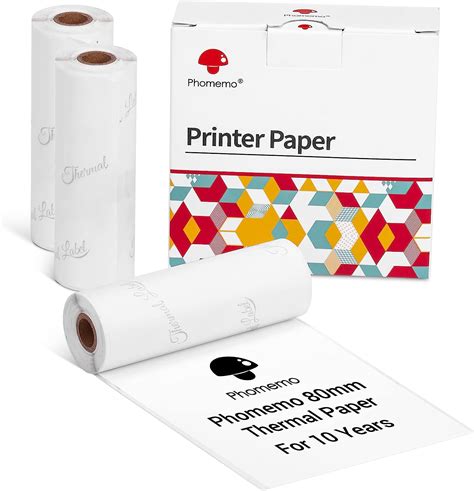 Phomemo M03 M03AS M04S M04AS 80mm Imprimante Papier 3 Rouleaux Papier