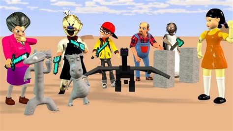 Scary Teacher 3d Vs Squid Game Help Herobrine Nick Break Rock Blocks