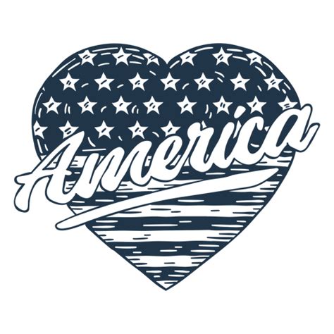 America Heart Flag Filled Stroke Badge Png And Svg Design For T Shirts