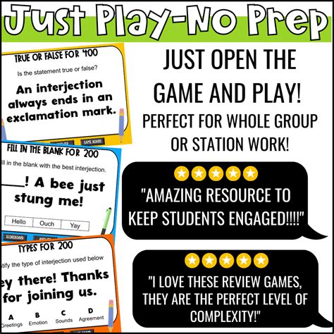 Interjections Game Show Grammar Test Prep Review Game Fun In 5th Grade And More