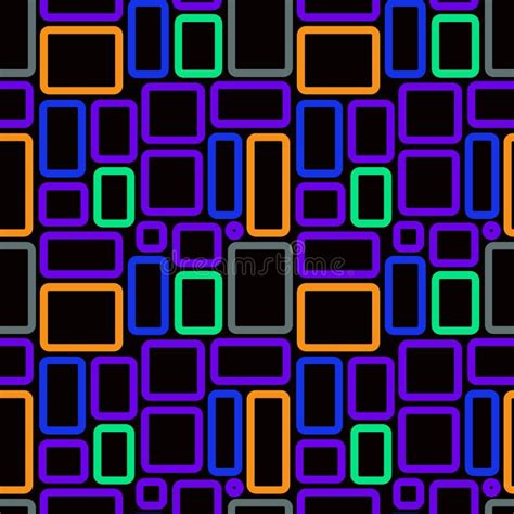 Abstract Seamless Pattern Made From Colored Rounded Rectangles Stock