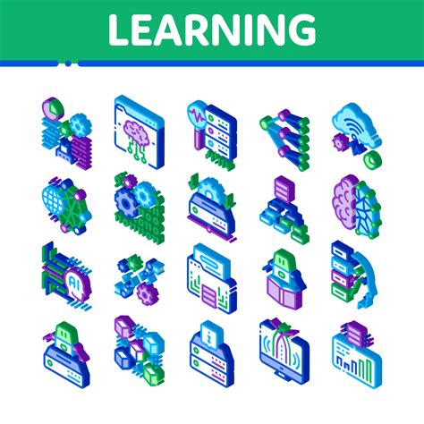 Machine Learning Ai Isometric Icons Set Vector Vector Art At Vecteezy