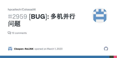Bug 多机并行 问题 · Issue 2959 · Hpcaitechcolossalai · Github