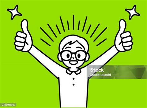 뿔테 안경을 쓴 학구적인 소년이 팔을 벌리고 두 엄지손가락을 치켜세우며 미니멀한 스타일 흑백 윤곽선을 보입니다 행복에 대한 스톡 벡터 아트 및 기타 이미지 Istock