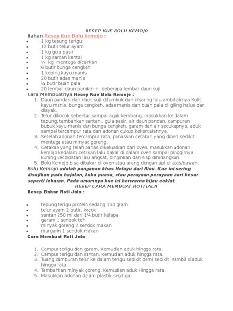 Resep Kue Bolu Kemojo Pdf Memasak Makanan And Anggur