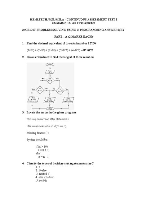 24ge101t Problem Solving Using C Programming Continuous Assessment