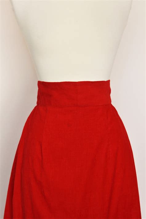 Vintage 1940s Does 1900s Red Corduroy Skirt Toadstool Farm Vintage