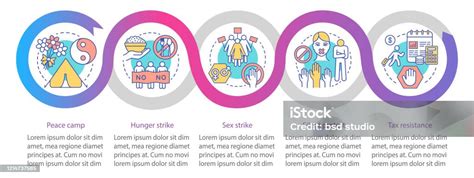평화로운 항의 벡터 인포 그래픽 템플릿입니다 비즈니스 프리젠 테이션 디자인 요소 5단계 와 옵션을 갖춘 데이터 시각화 프로세스