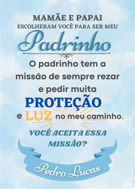 Convite De Batizado Para Padrinhos Convite Padrinhos Batismo Para