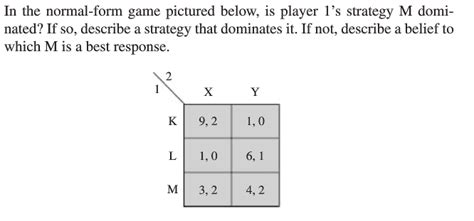 solved in the normal form game pictured below is player 1 s