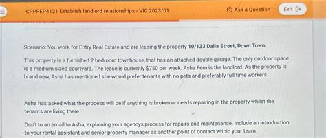 Solved CPPREP4121 Establish Landlord Relationships VIC Chegg