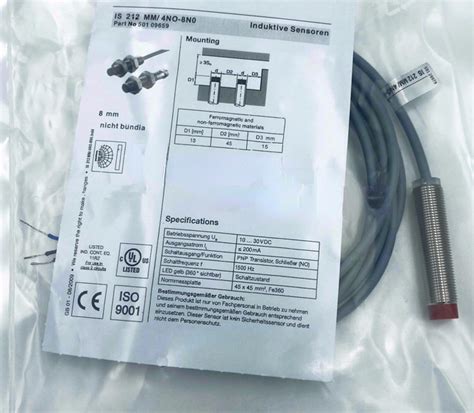 Inductive Proximity Switch Is 212mm 4no 8n0 Dc Three Wire Pnp Metal