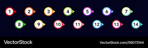 colorful numbered bullet points for lists vector image