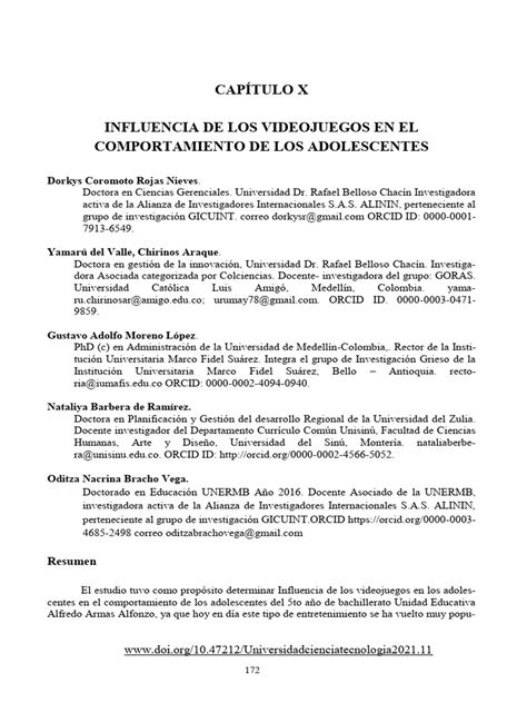 Influencia De Los Videojuegos En Adolecentes Pdf Videojuegos