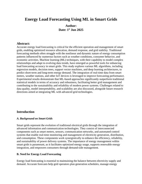 Pdf Energy Load Forecasting Using Ml In Smart Grids