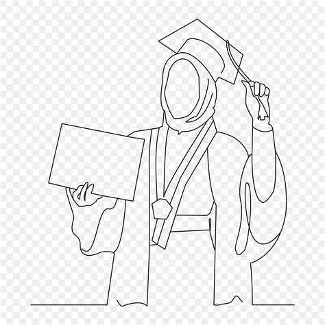 Muslim Girl With Hijab Graduation Abstract Line Drawing Wing Drawing