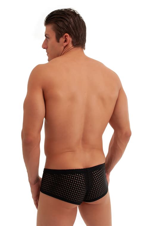 Mens Pouch Enhanced Micro Square Cut Swim Trunks Solid Skinzwear