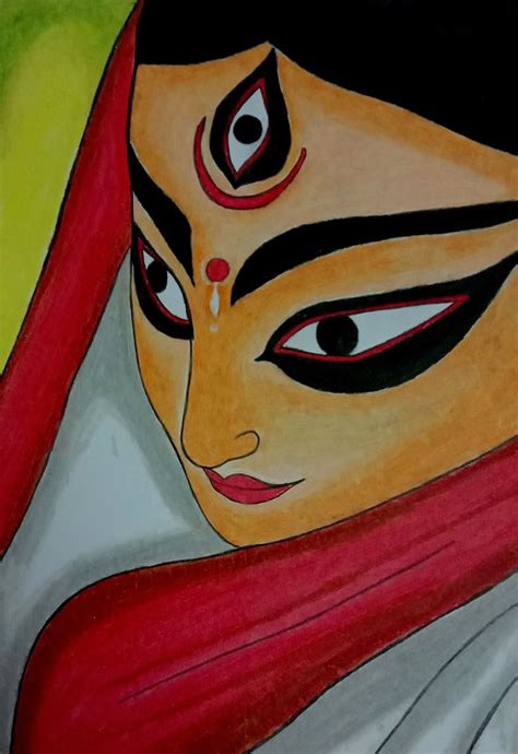Maa Durga Drawing Oil Pastel Maa Durga Drawing Face Outline