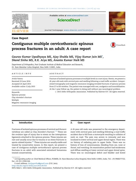 PDF Contiguous Multiple Cervicothoracic Spinous Process Fractures In