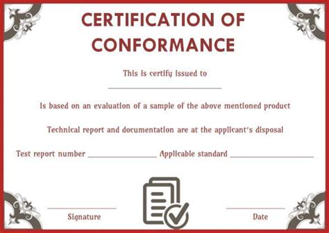 Certificate Of Conformance Templates Certificate Templates Letter