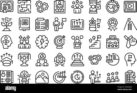 Personal Growth Training Icons Set Outline Vector Self Development