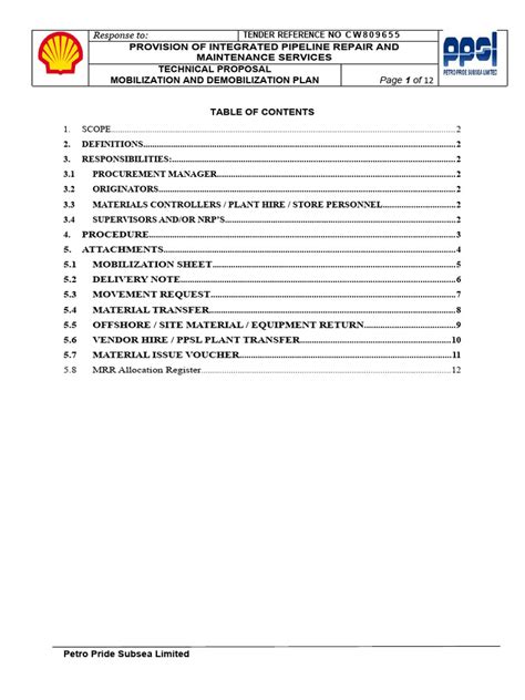 36 C Mobilization And Demobilization Plan Pdf