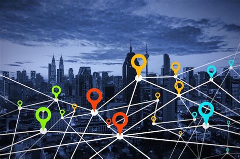 Premium Photo Creative Dawn City And Sky Background With Digital Map