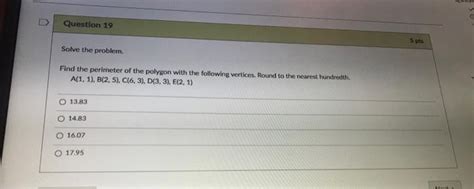 Solved Solve The Problem Find The Perimeter Of The Polygon Chegg