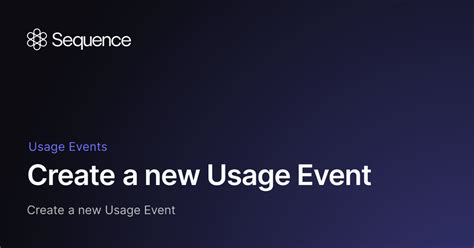 Create A New Usage Event Sequence